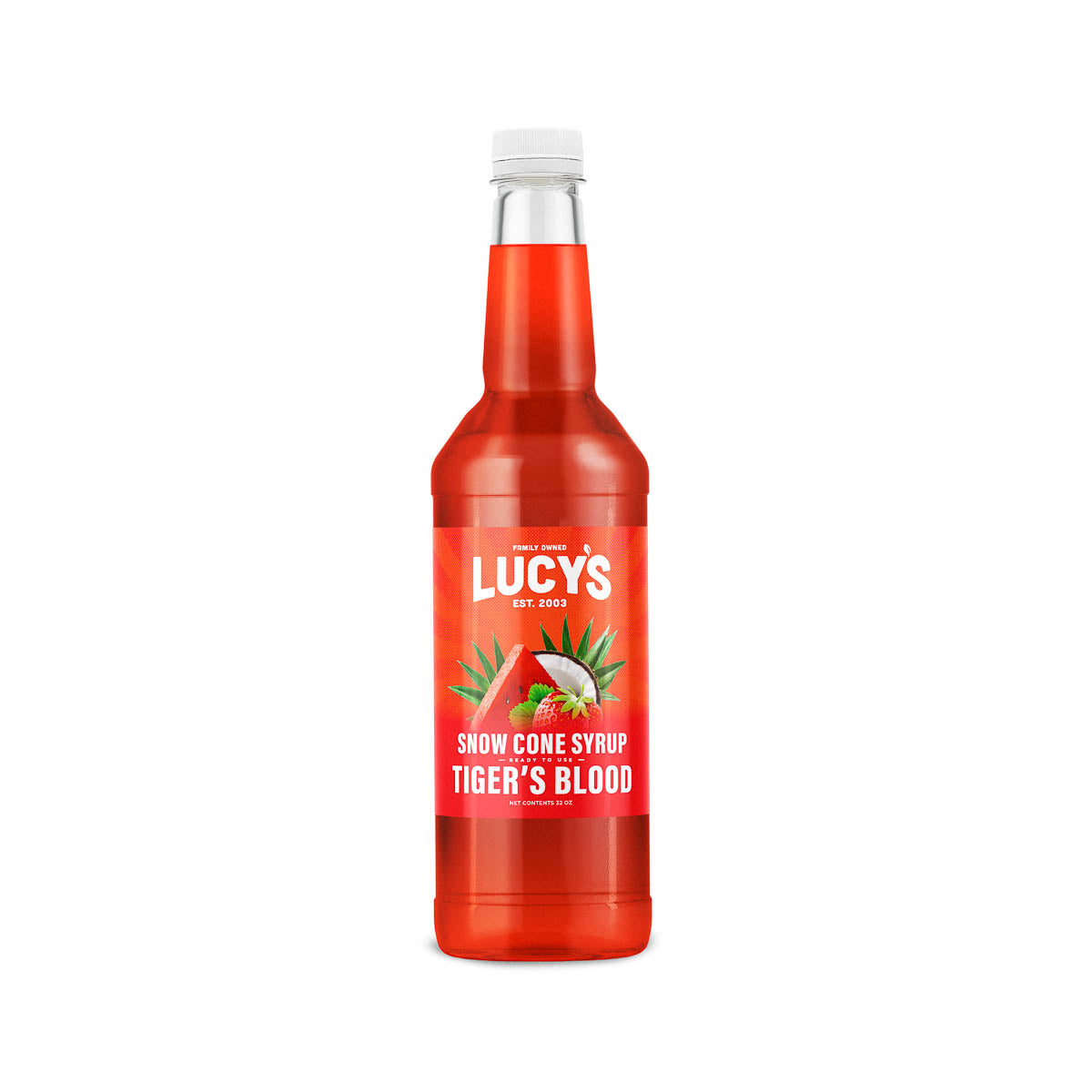 Tiger's Blood Snow Cone Syrup 32 oz. Bottle – Lucy's Inc